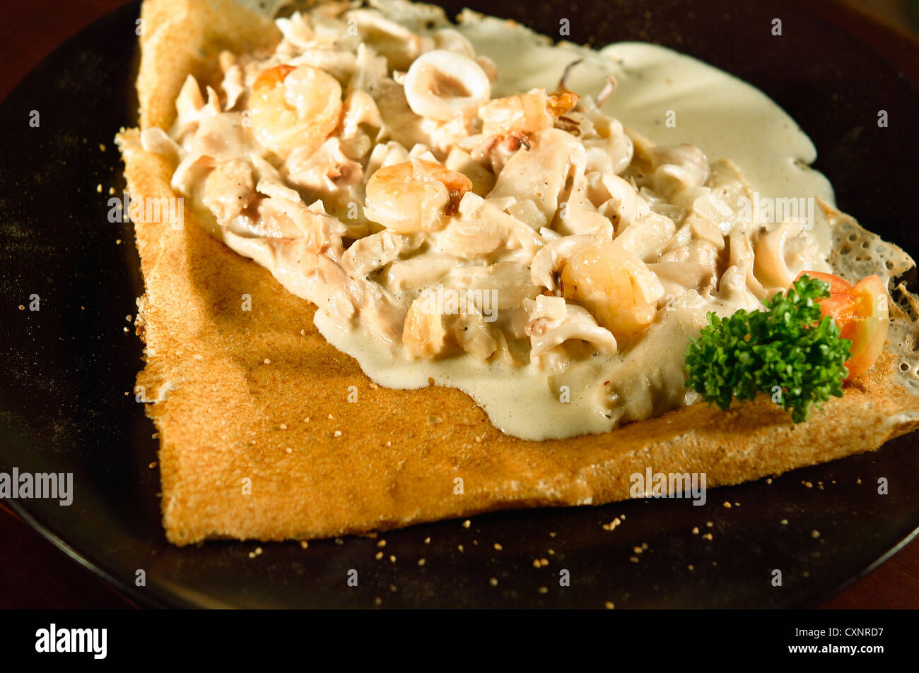 Seafood crape, Mediterranean food Stock Photo - Alamy