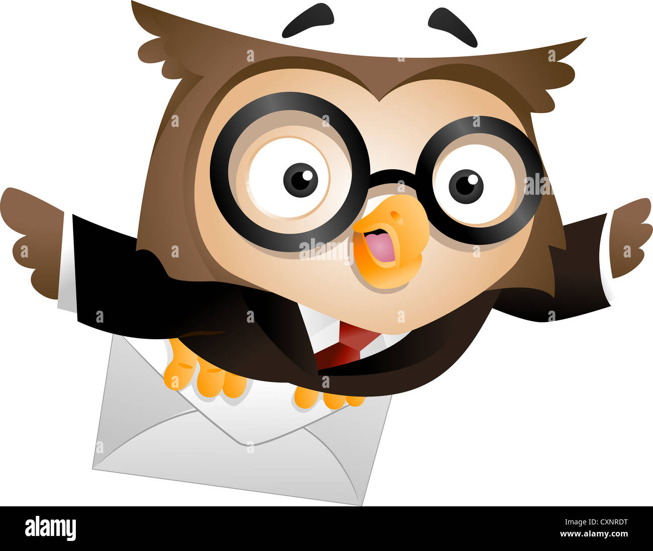 Illustration of an Owl Carrying a Sealed Letter Stock Photo - Alamy