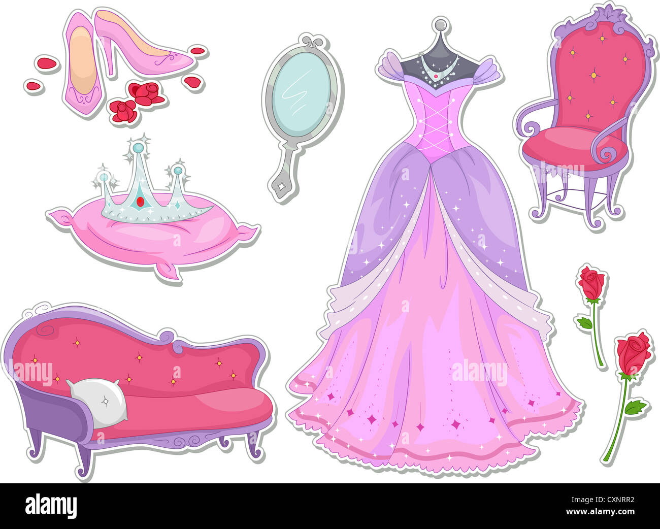 Illustration of Royalty Items That Can be Printed Out as Stickers Stock ...