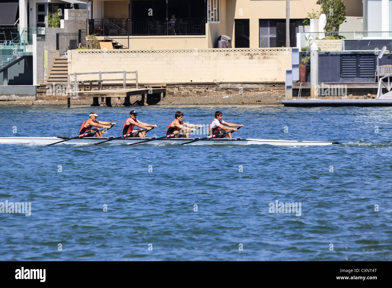 Quad scull race at University river regatta rowing for trophies Surfers ...