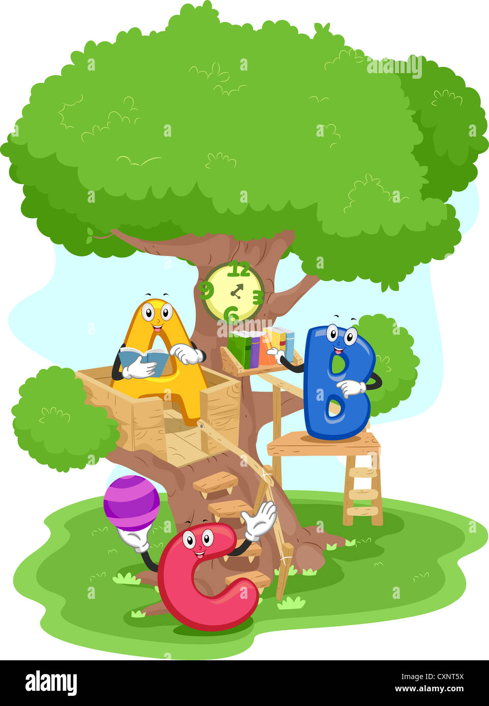 Illustration of Alphabet Mascots Hanging Out in a Treehouse Stock Photo ...