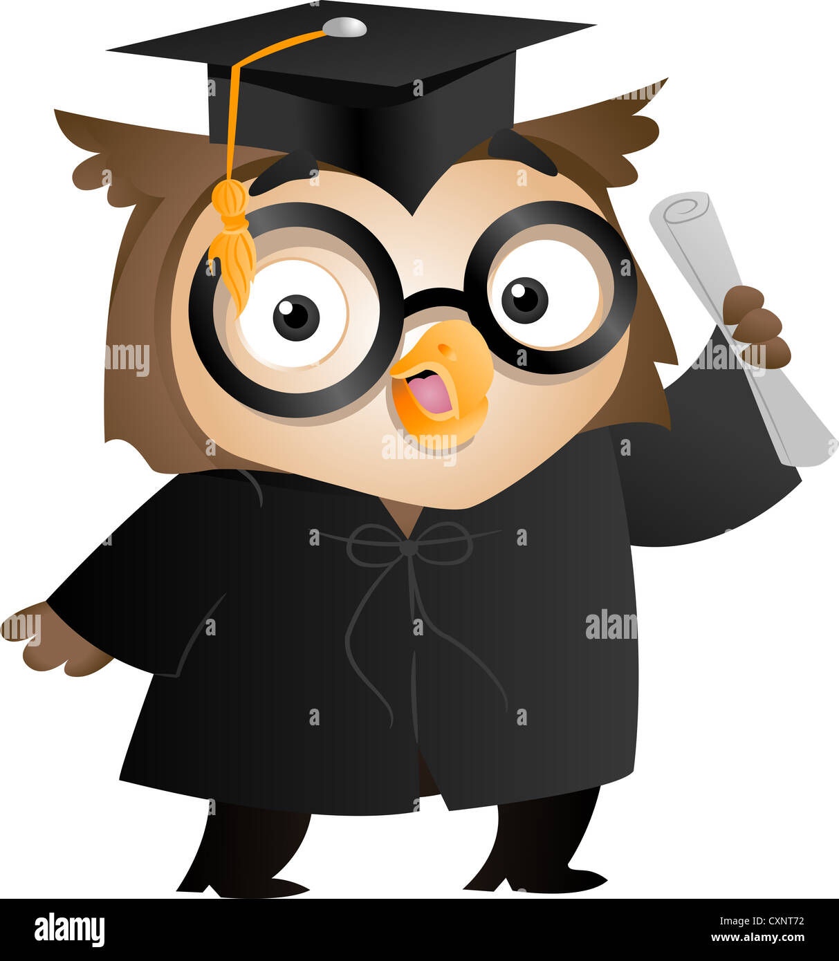 Owl cartoon graduation cap diploma hi-res stock photography and images ...