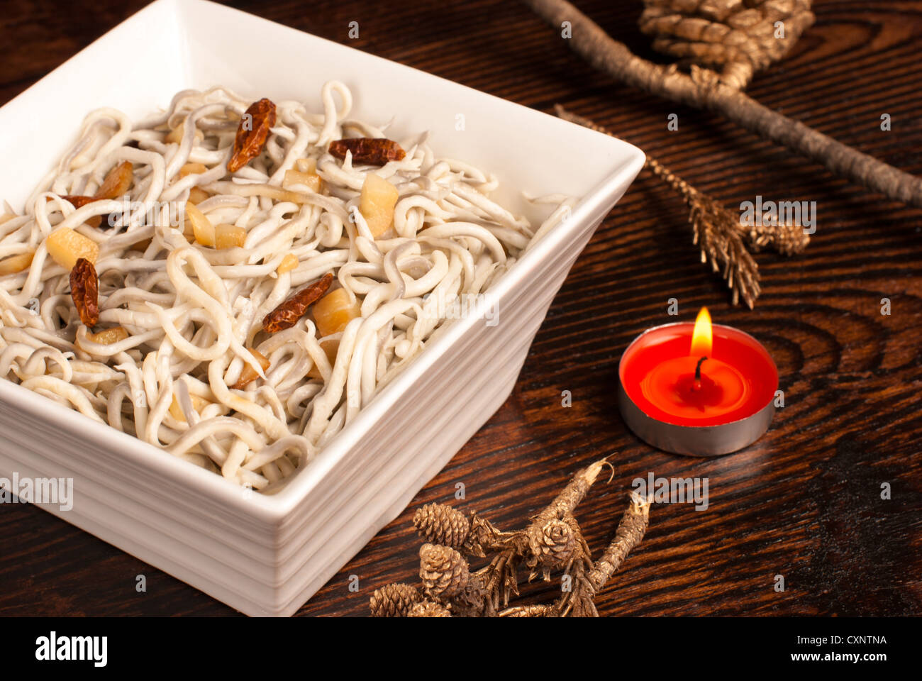 Angulas, a traditional Spanish Christmas starter Stock Photo - Alamy