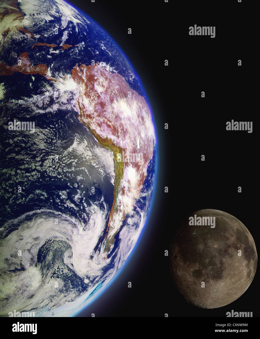 Earth And Moon Stock Photo - Alamy