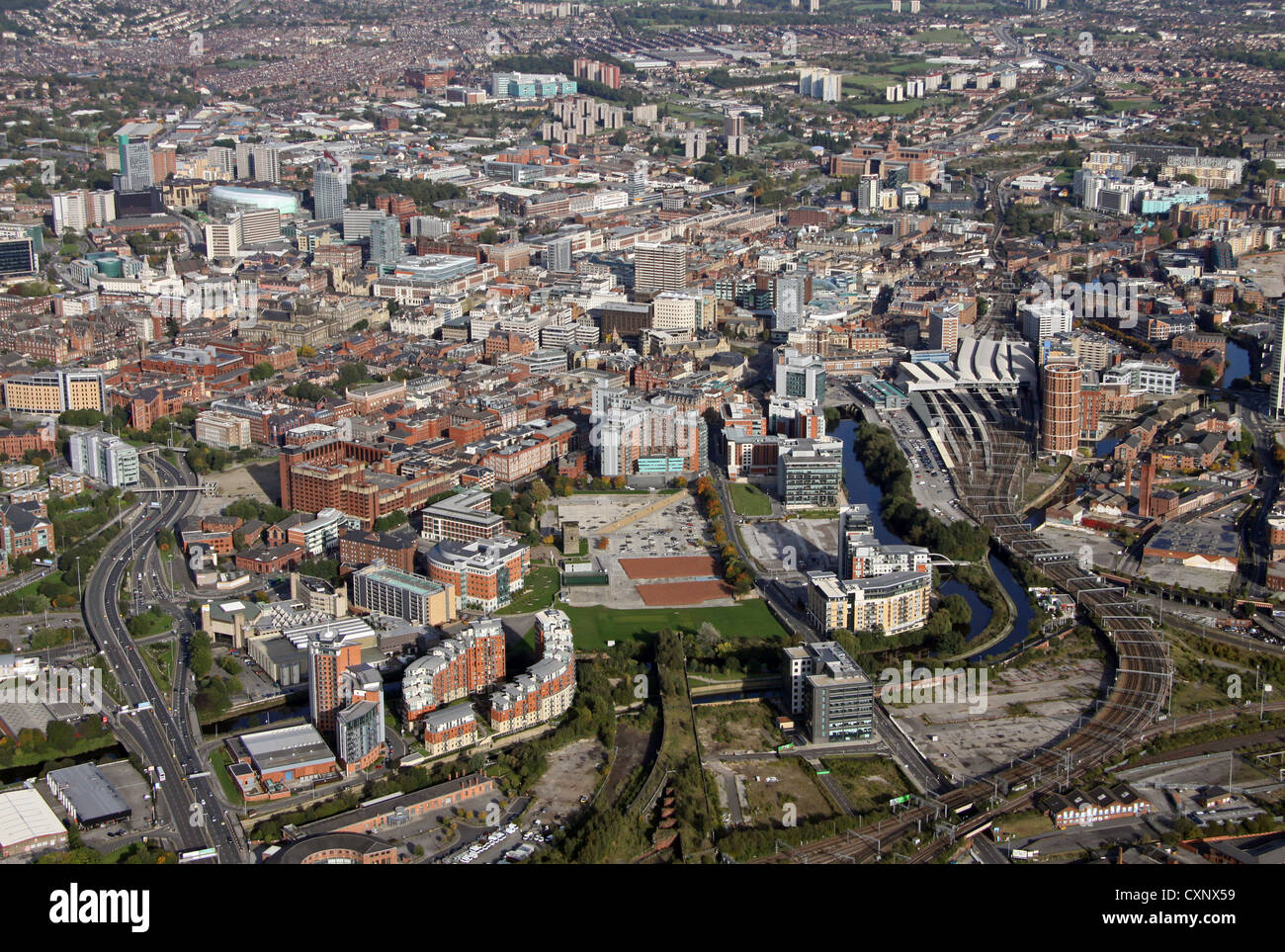 aerial view of Leeds from the west Stock Photo - Alamy