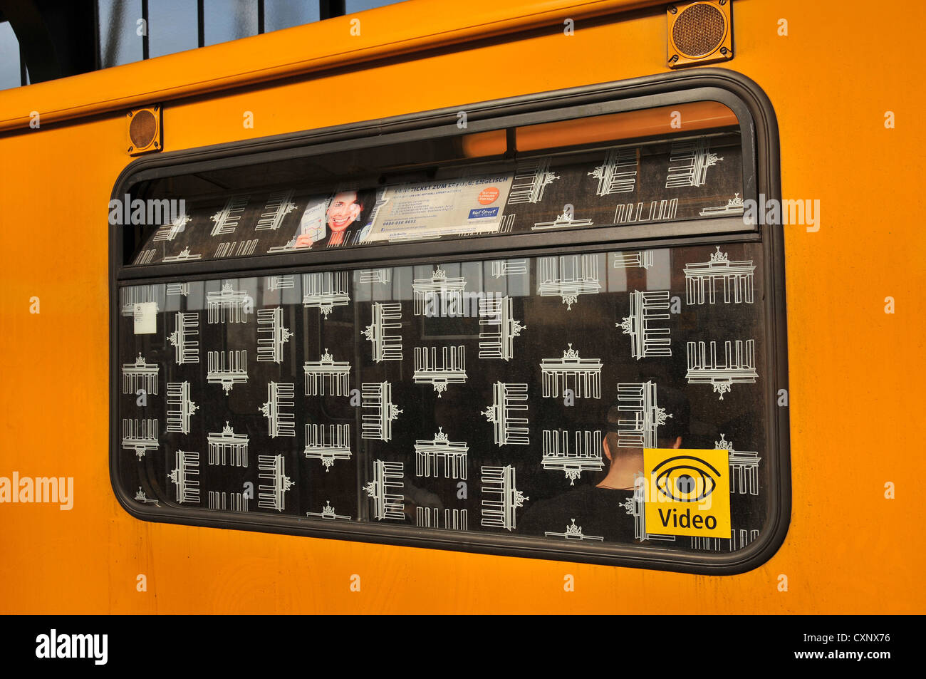 window of subway with Brandenburg gate logo Berlin Germany Stock Photo ...