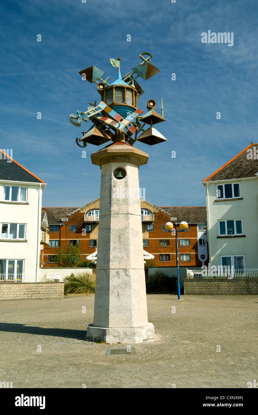 Sculpture of lighthouse, Marine Walk, Swansea Maritime Quarter, Swansea ...