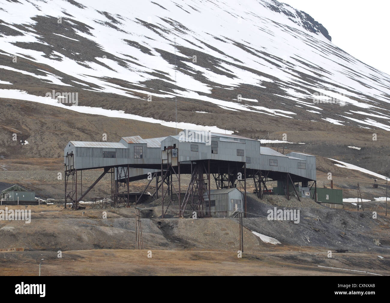 Derelict coal mining station in Longyearbyen in Spitsbergen, Svalbard ...