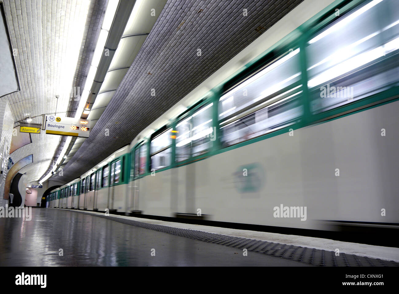high speed metro in paris Stock Photo - Alamy