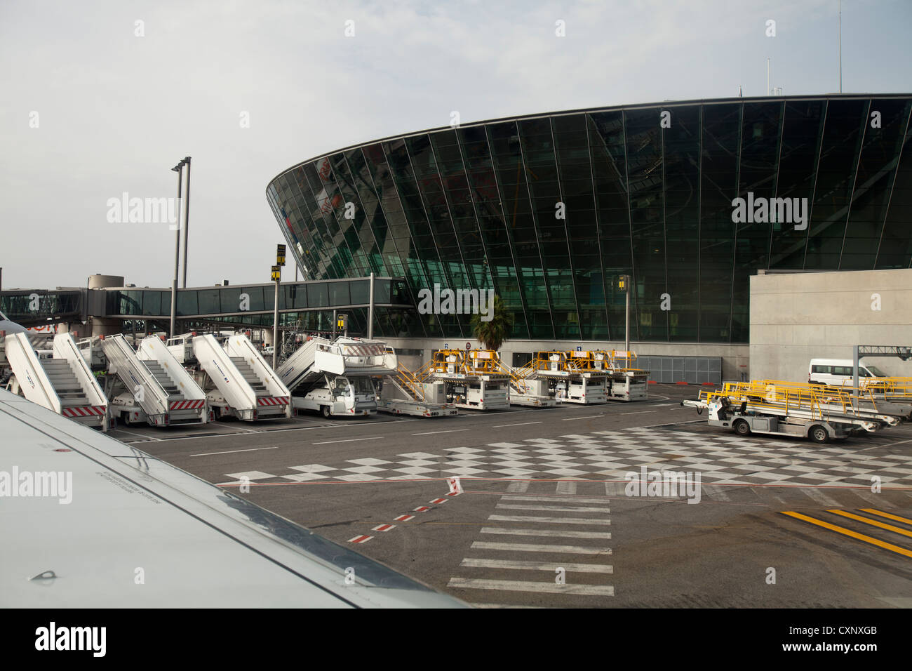 A view of the terminal building from inside an aircraft at Nice ...