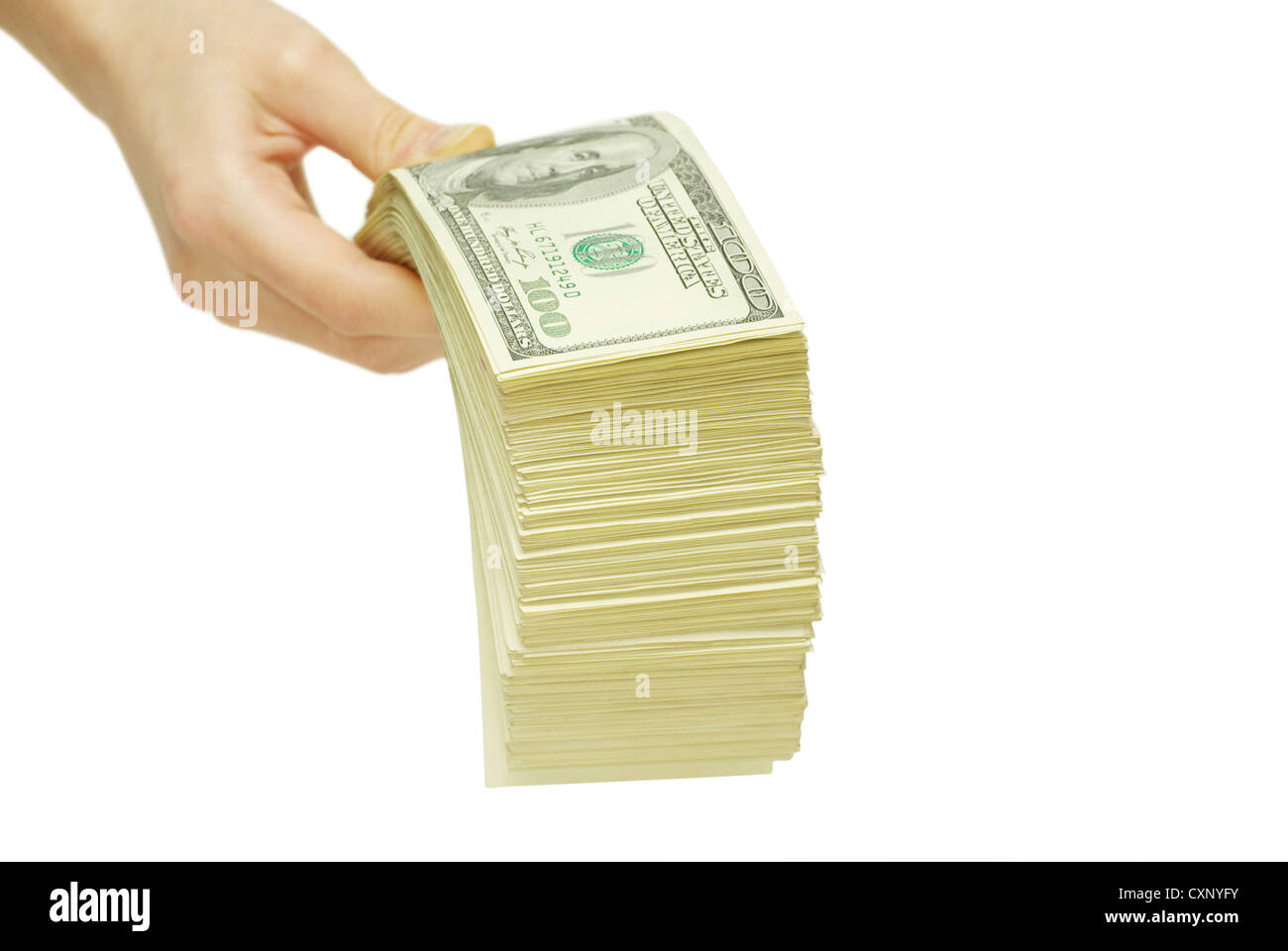 Hand with money isolated on white background Stock Photo - Alamy