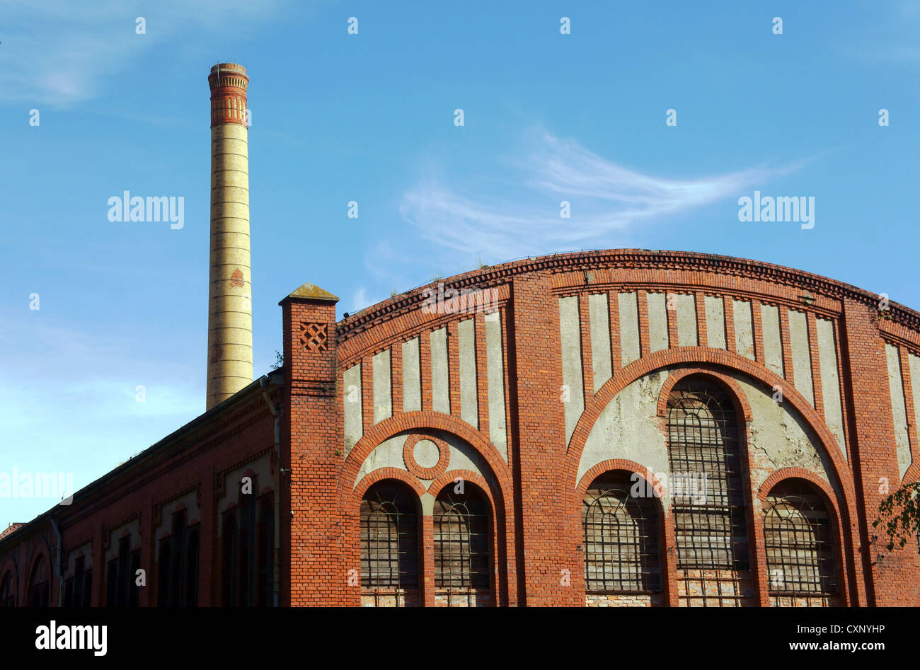factory floor and smokestack in old gasworks Stock Photo - Alamy