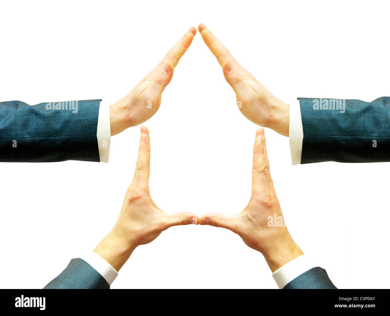 House made of hands isolated on white Stock Photo - Alamy