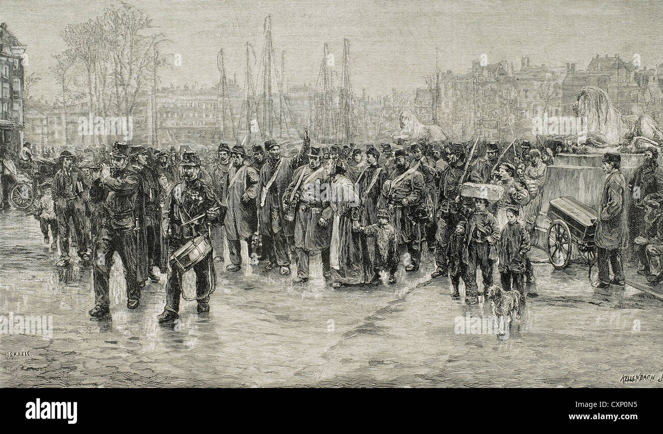 Colonialism. 19th century. Holland. Rotterdam. Troops destined for the ...