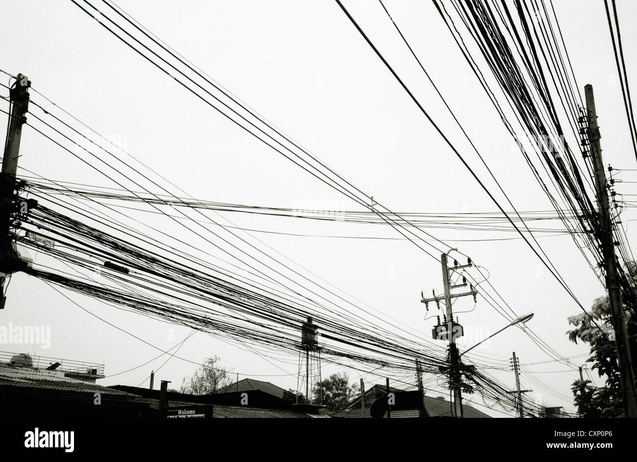 Documentary Photography - Telegraph lines in urban Chiang Mai in ...