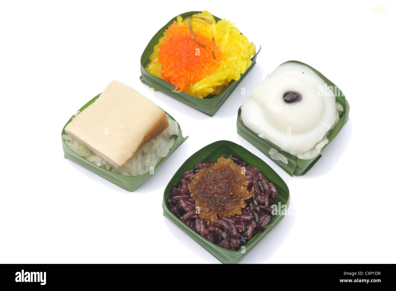 Various Thai sticky rice with topping Stock Photo - Alamy