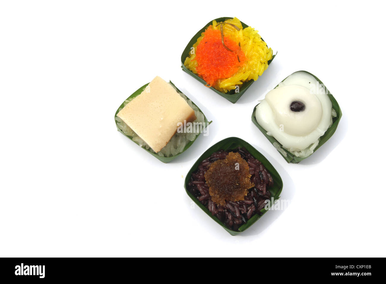 Various Thai sticky rice with topping Stock Photo - Alamy