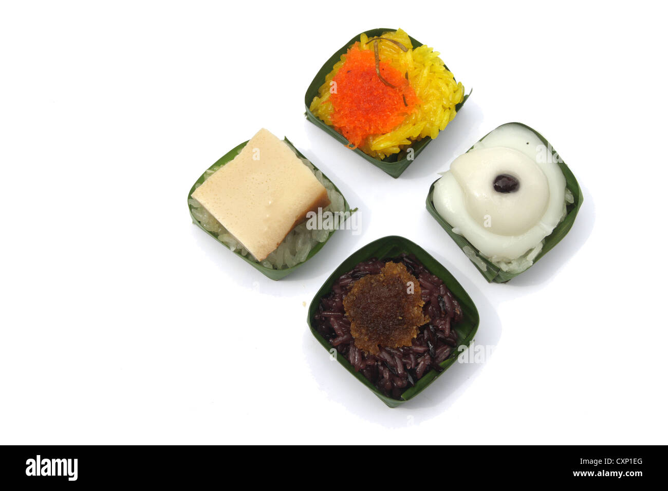 Various Thai sticky rice with topping Stock Photo - Alamy