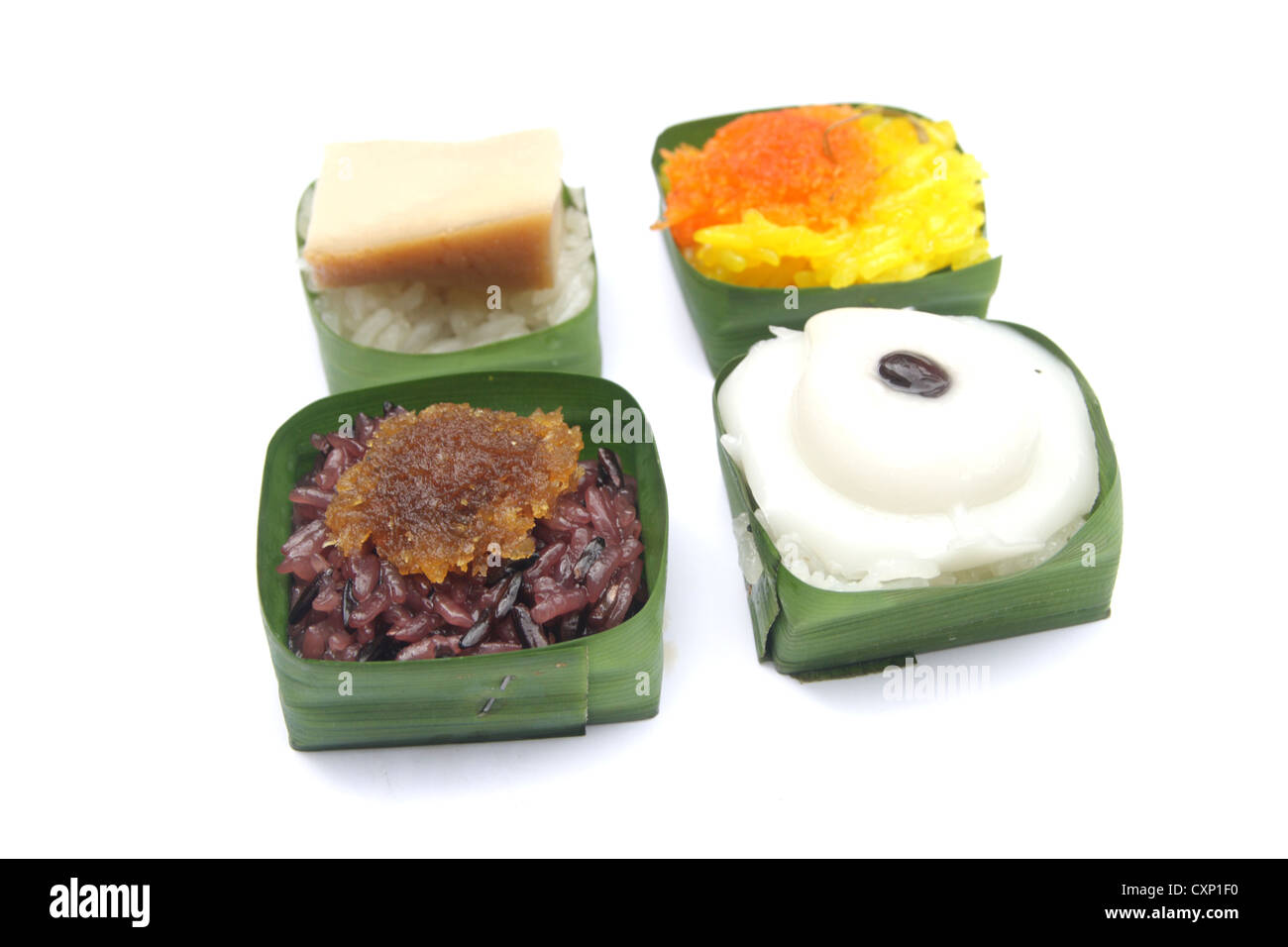 Various Thai sticky rice with topping Stock Photo - Alamy