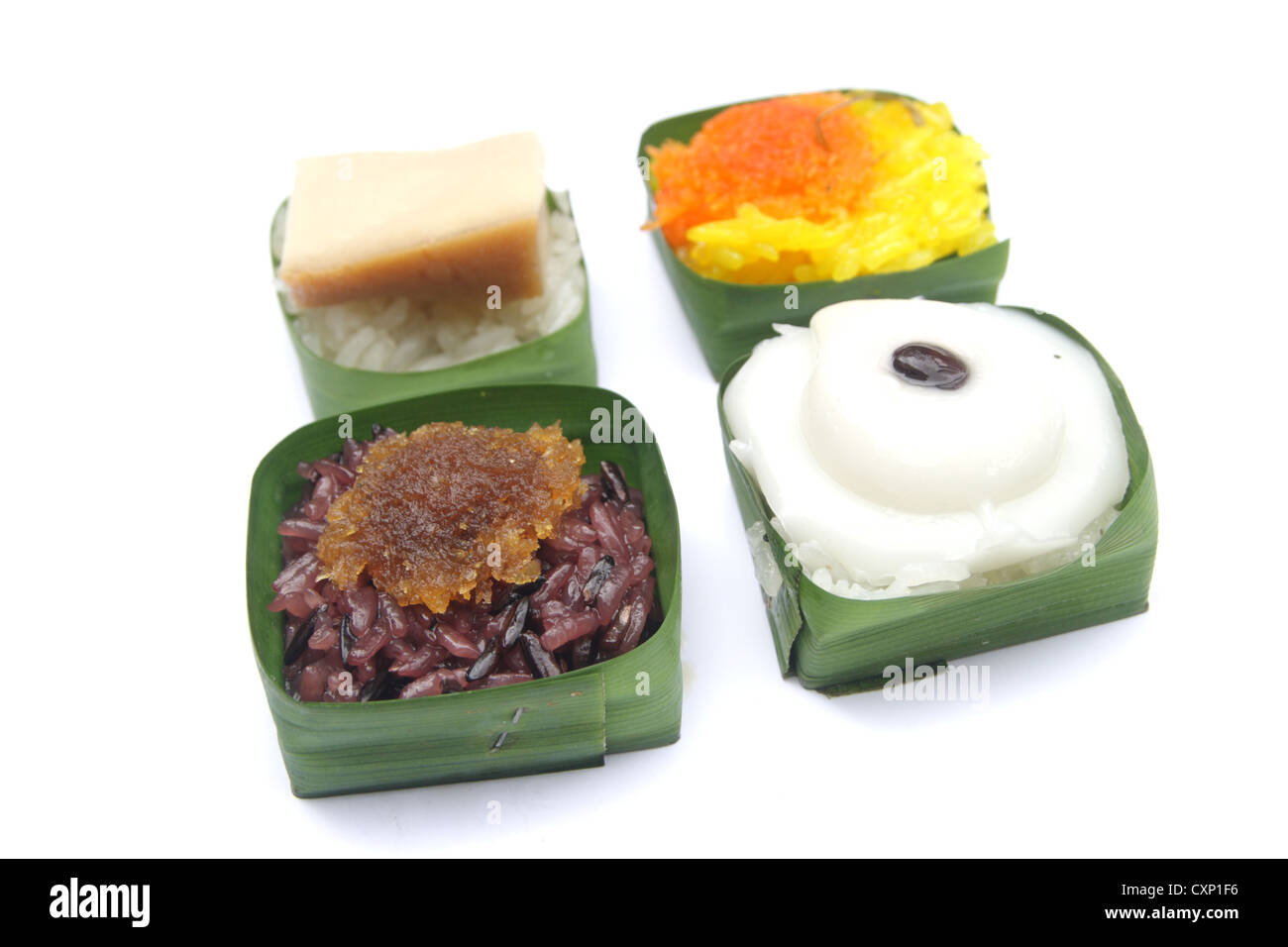 Various Thai sticky rice with topping Stock Photo - Alamy