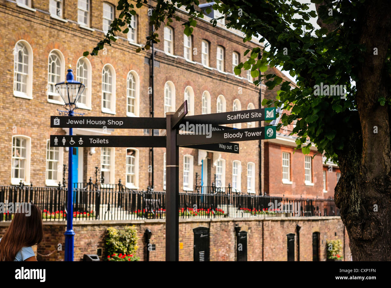 Multiple Direction Signs to places in the Tower of London Stock Photo ...