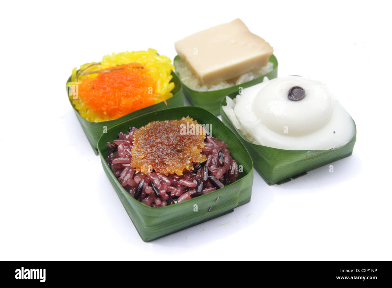 Various Thai sticky rice with topping Stock Photo - Alamy