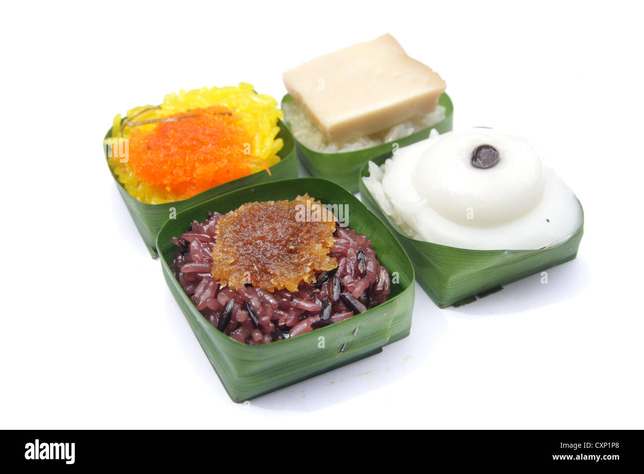 Various Thai sticky rice with topping Stock Photo - Alamy