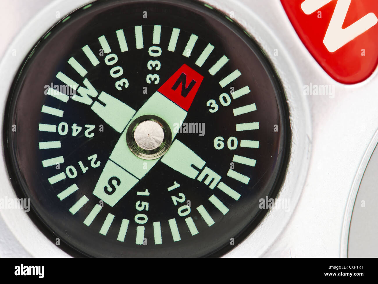Detail of compass on white background Stock Photo - Alamy
