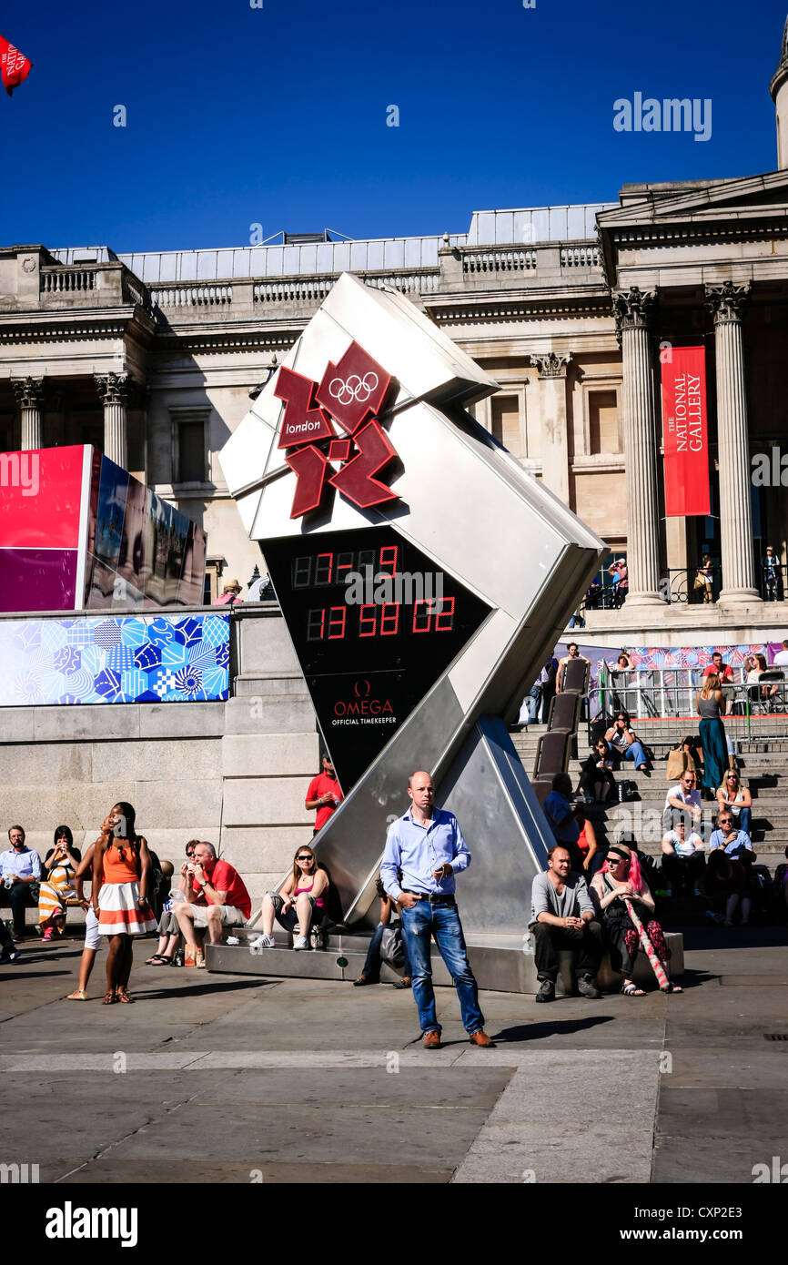The Olympic Clock in Trafalgar Square London Stock Photo - Alamy