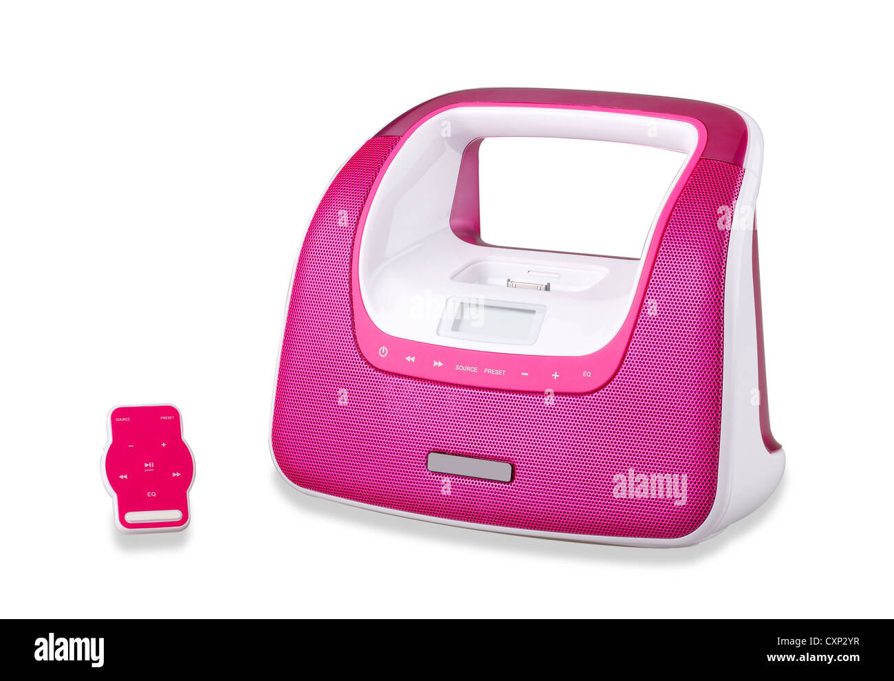 Cute purple portable audio player isolates on white Stock Photo - Alamy