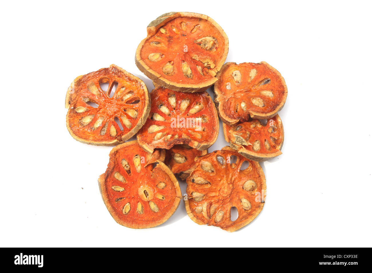 Dried bael fruit Stock Photo - Alamy