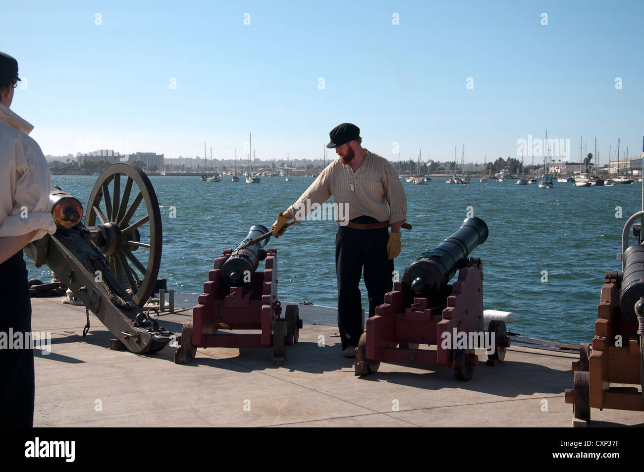 Gunner Loading Cannon in festival of Tall Sailing Ships in Harbour of ...