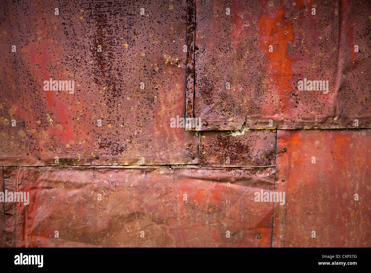 Bright red rusted metal wall detailed grunge background texture Stock ...