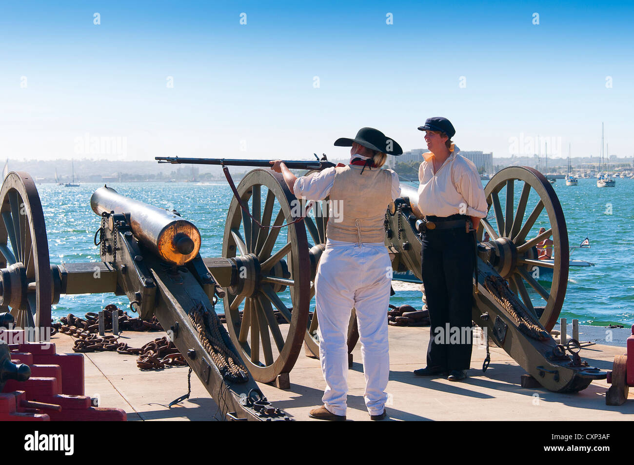 Gunner Loading Musket in festival of Tall Sailing Ships in Harbour of ...