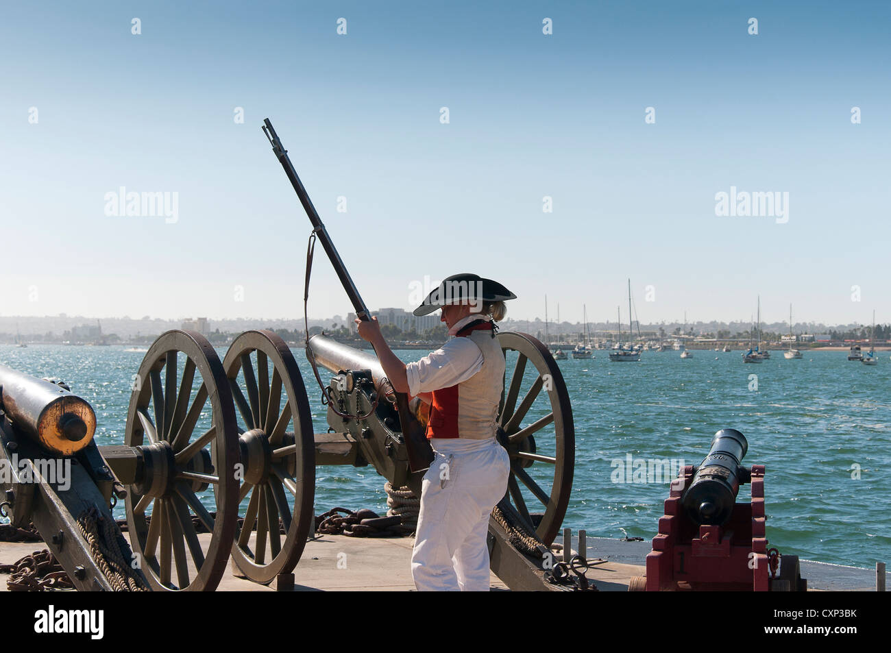 Gunner Loading Musket in festival of Tall Sailing Ships in Harbour of ...