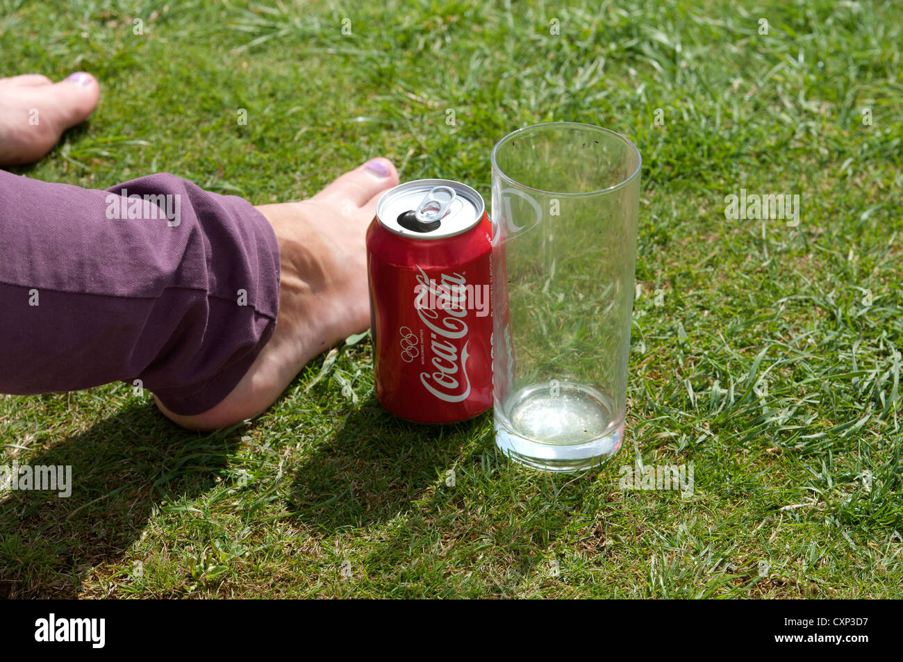 coca-cola-can-and-empty-glass-stock-photo-alamy