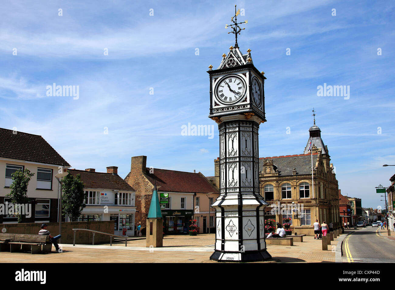 The clock tower at Downham Market town, Norfolk, England; UK Stock ...
