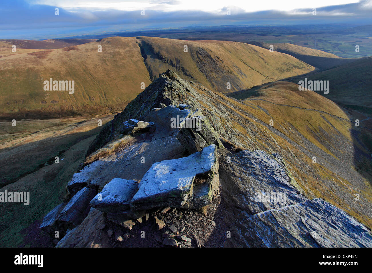 Sharp Edge on Blencathra Mountain and Bannerdale Crags (left rear ...