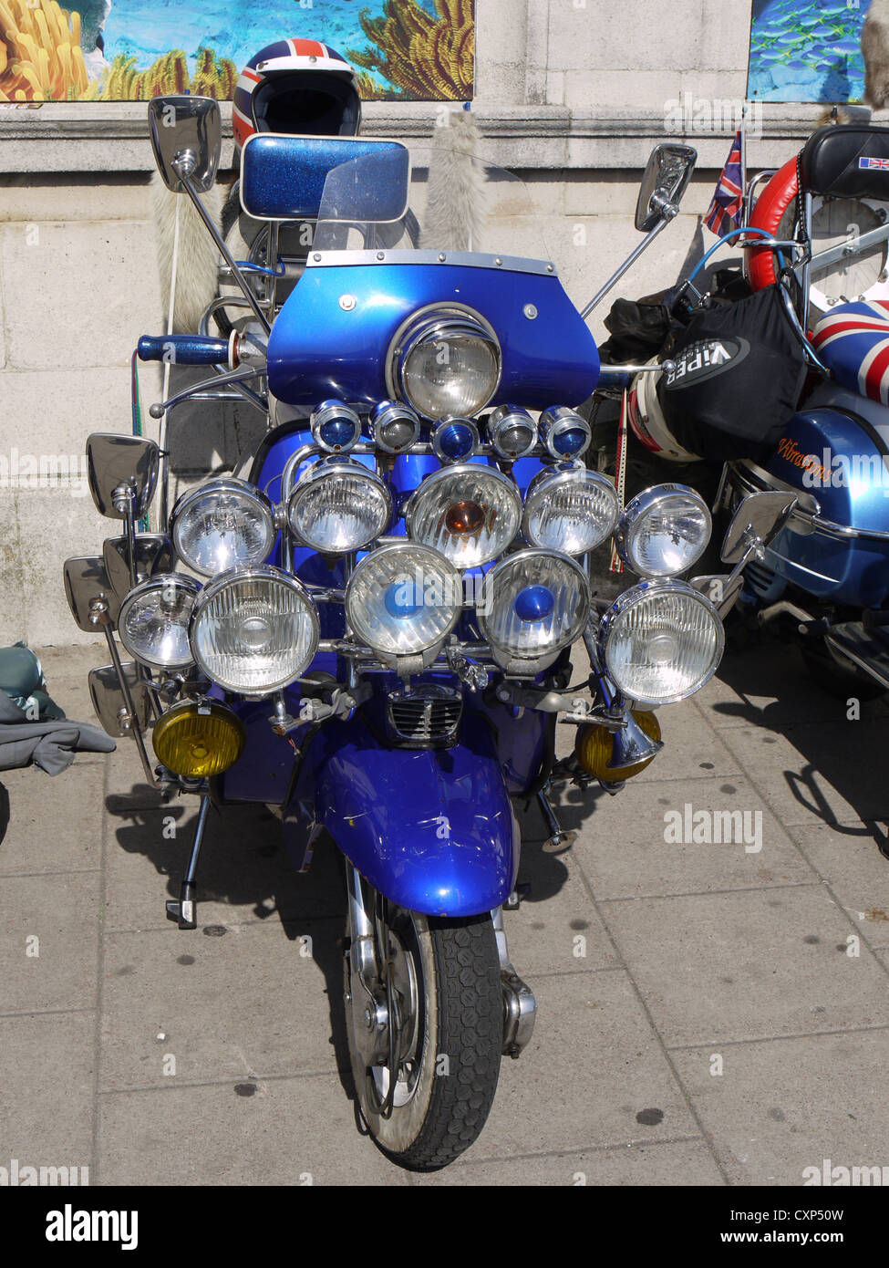 Blue Mod Scooter Stock Photo - Alamy