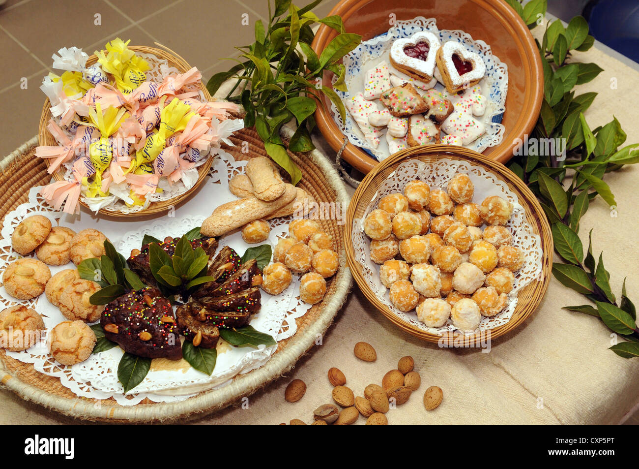 Europe Italy Sardinia basket with typical Sardinian sweets, Genoni ...