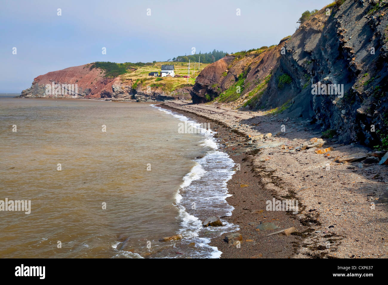 World famous fossil cliffs on the Bay of Fundy, at Joggins, Nova Scotia ...
