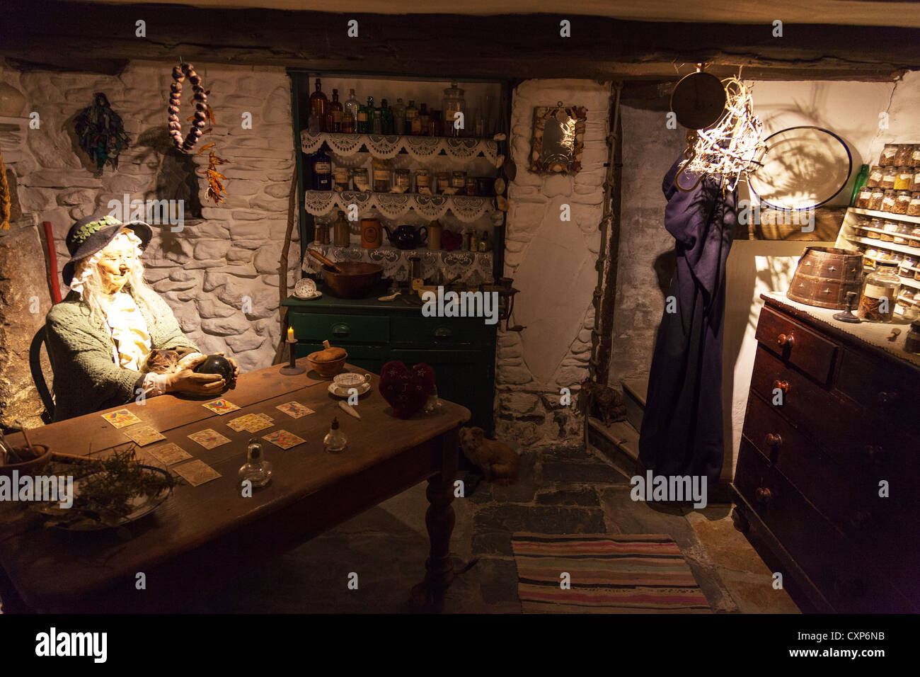Old lady reading crystal ball and tarot cards Stock Photo - Alamy