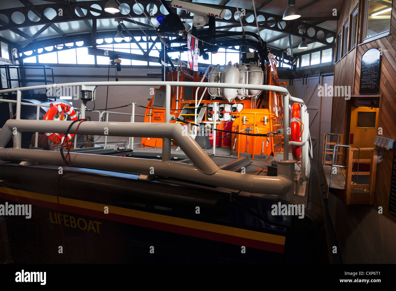 RNLI Lifeboat, Cornwall inside building Stock Photo - Alamy