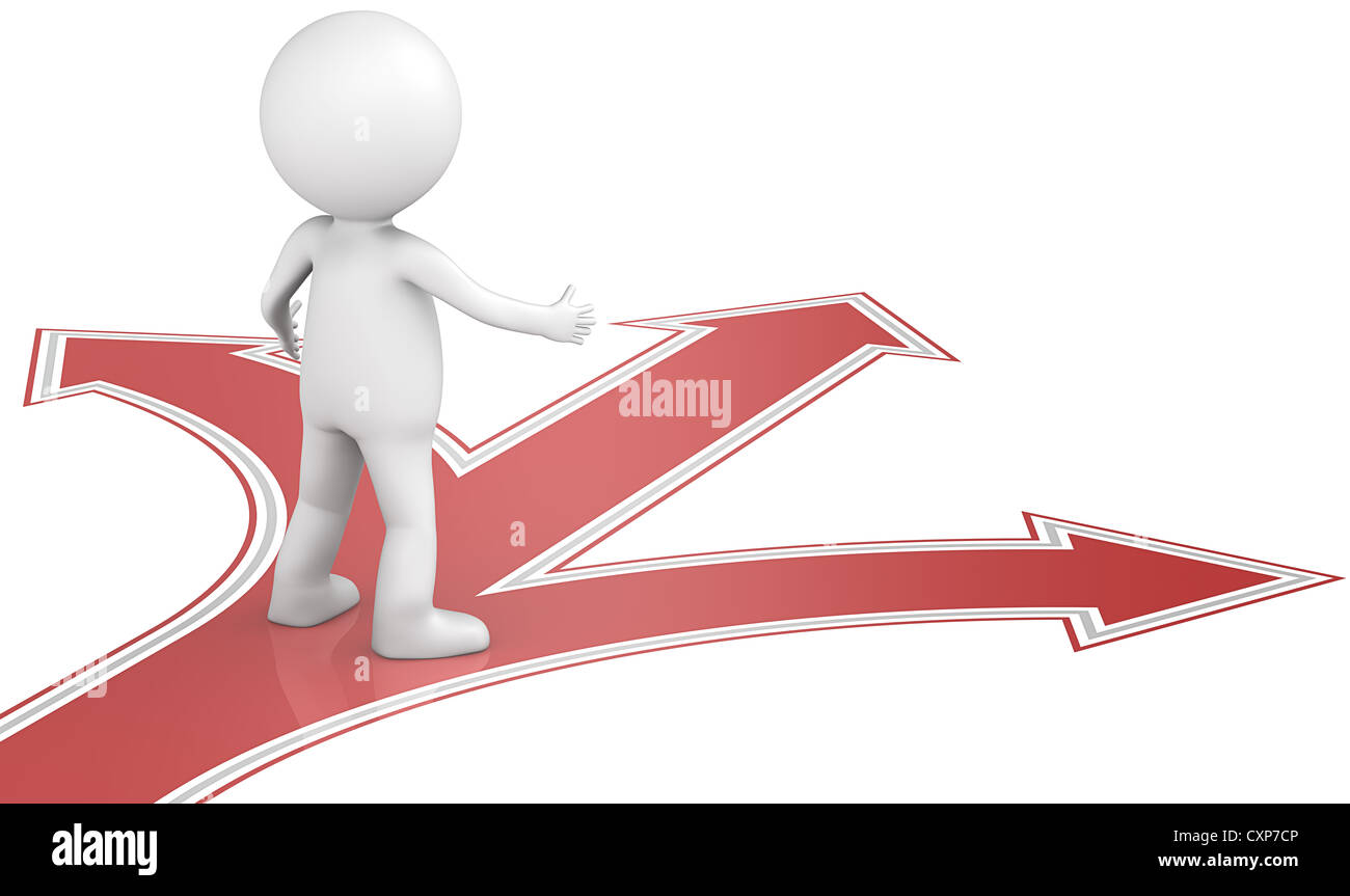 Choice. 3D little human character about to make a choice. People series ...