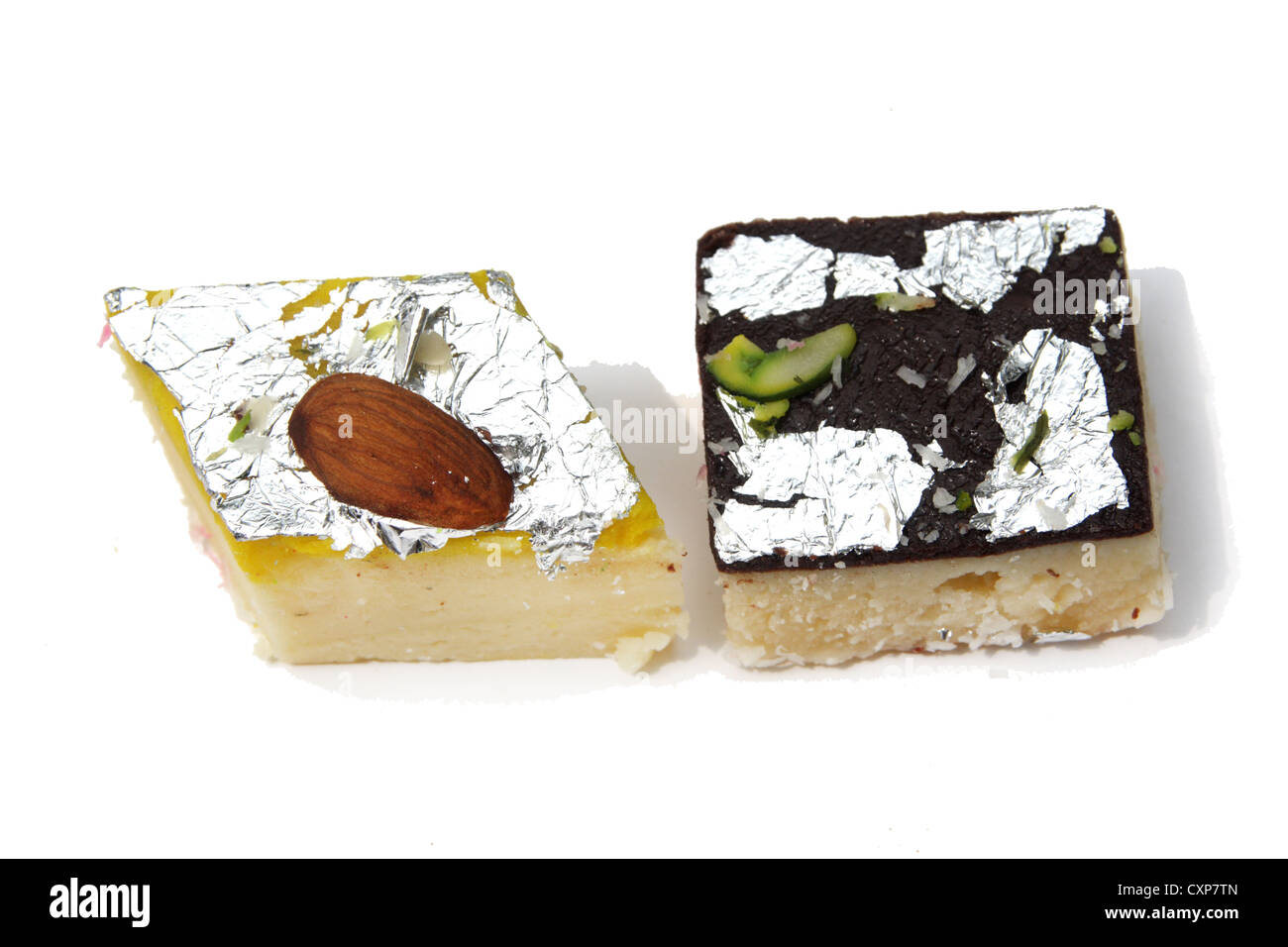 Chocolate Burfi and Burfi , Indian sweets Stock Photo - Alamy