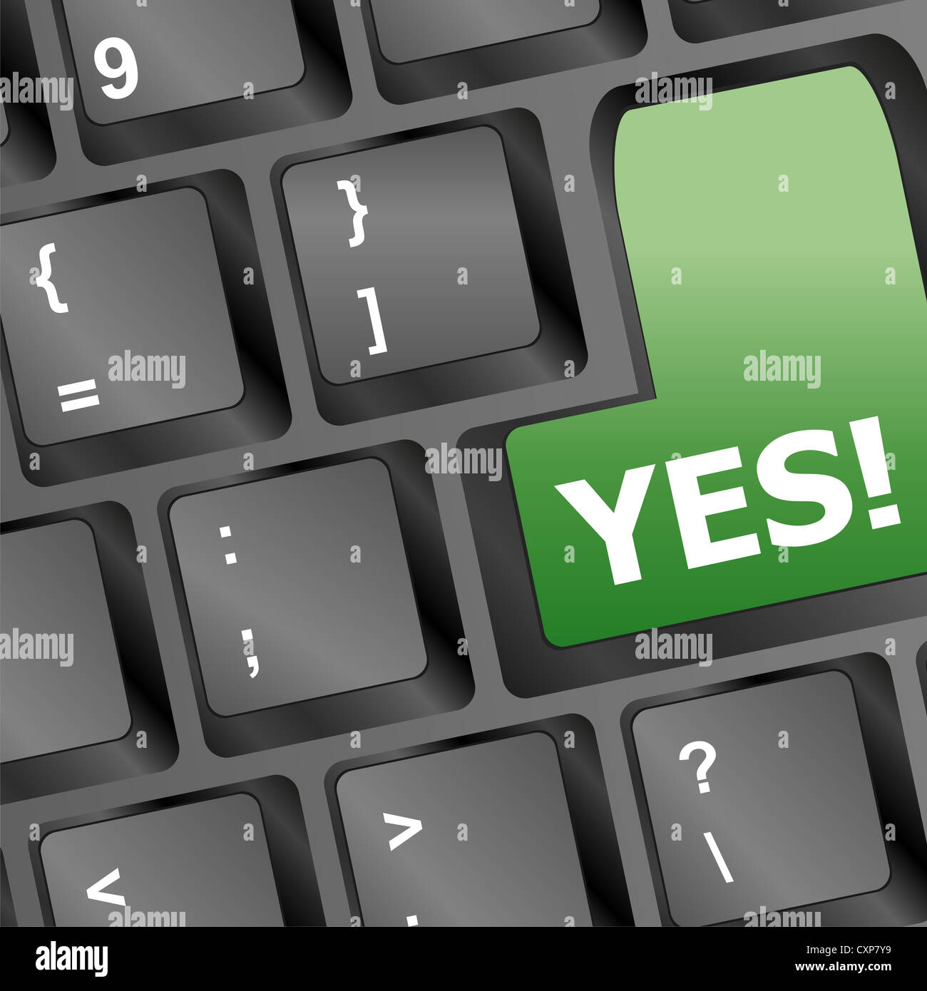 Computer keyboard with agreement key - technology background Stock ...