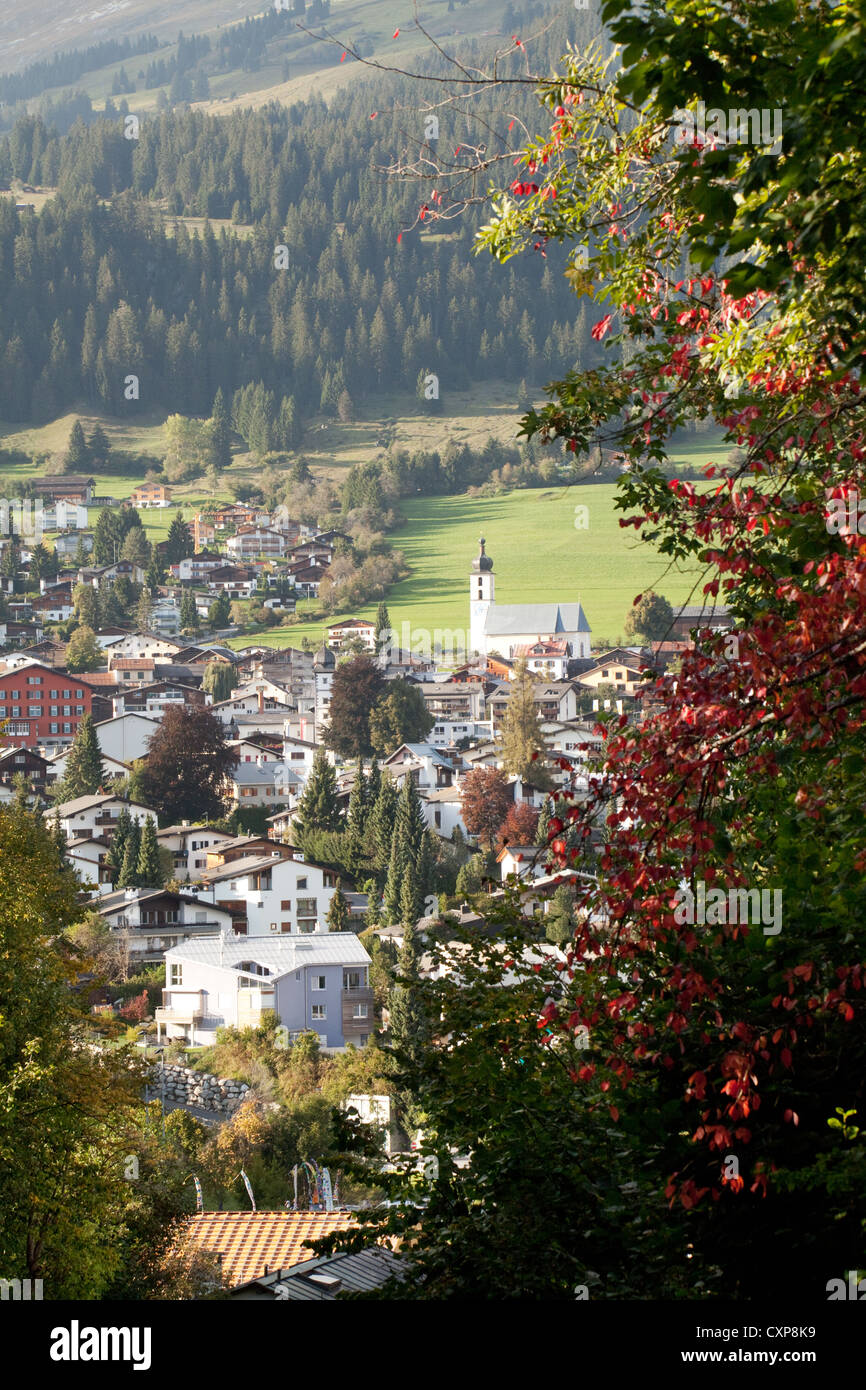 Autumn scene, the Swiss mountain town of Flims, Graubunden, Switzerland ...