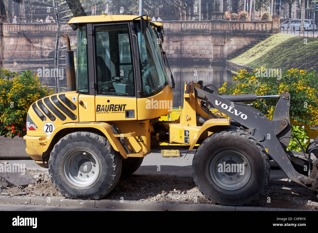 Volvo digger on the construction site of a new underground train line ...