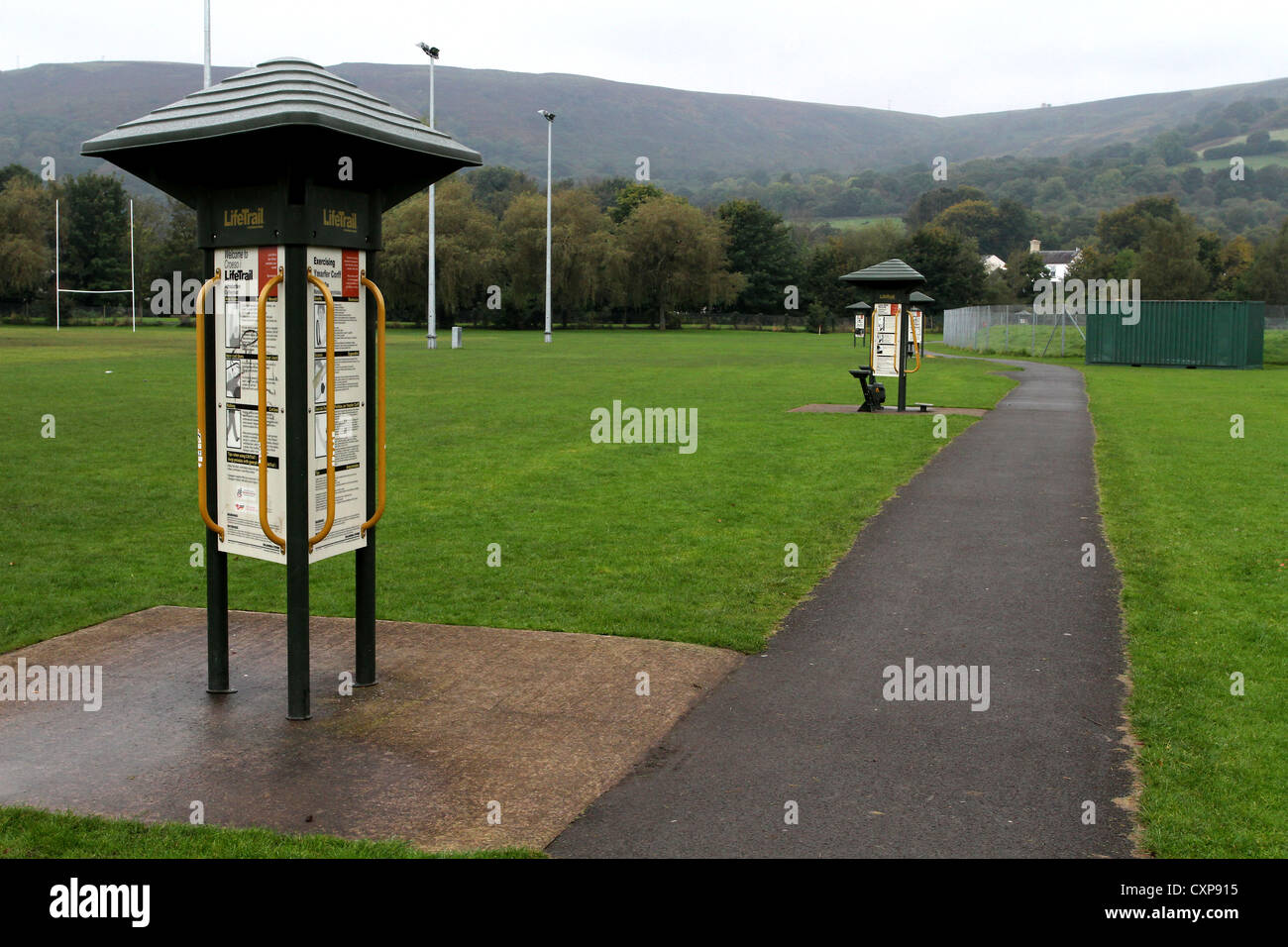 Public information boards in a park in Aberdare Stock Photo - Alamy