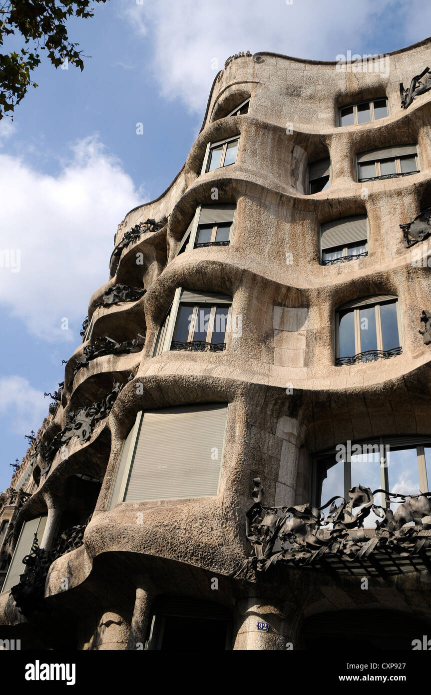 Casa Mila, also called La Pedrera designed by architect Antoni Gaudi in ...